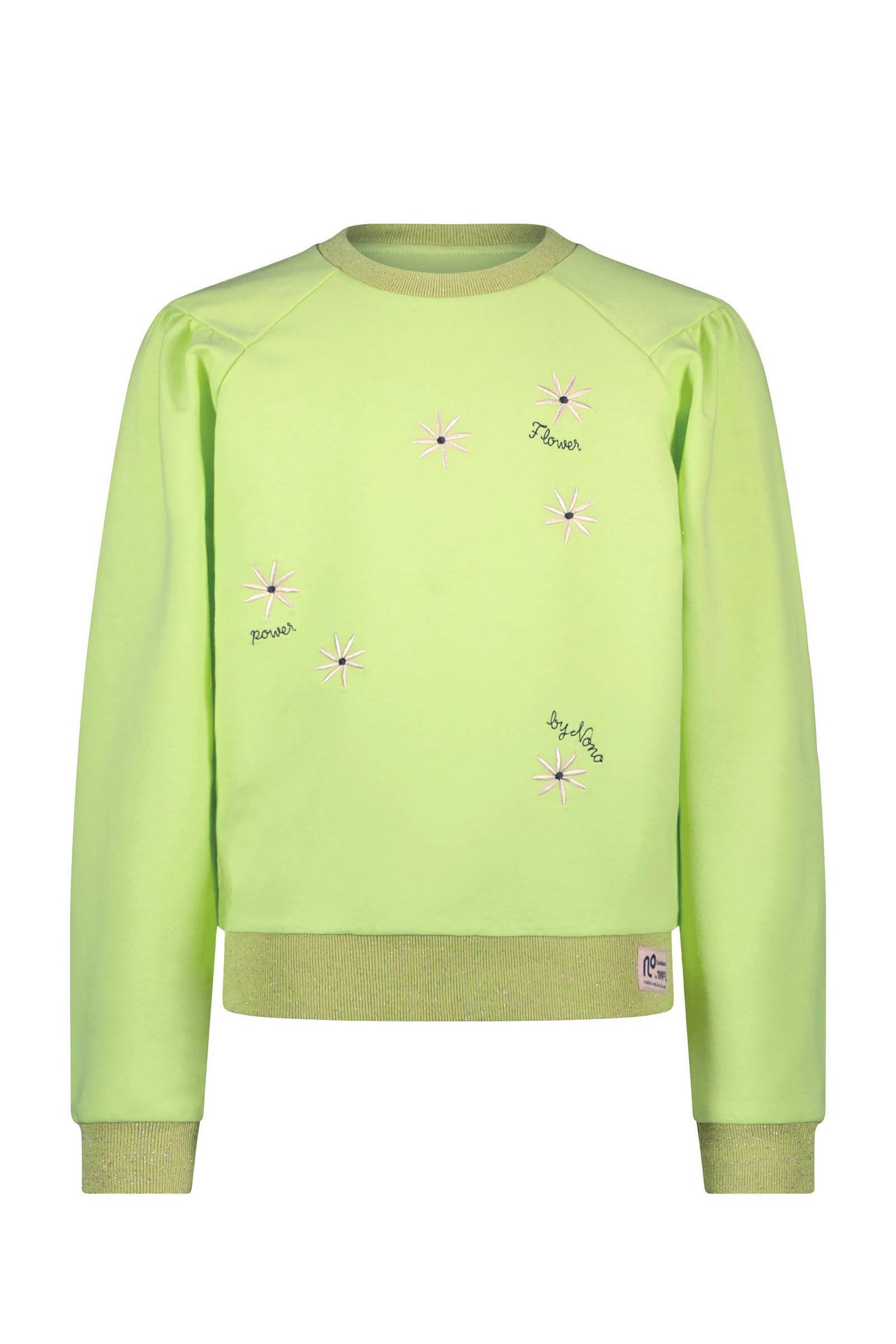 NONO sweater Kay met printopdruk lime | kleertjes.com