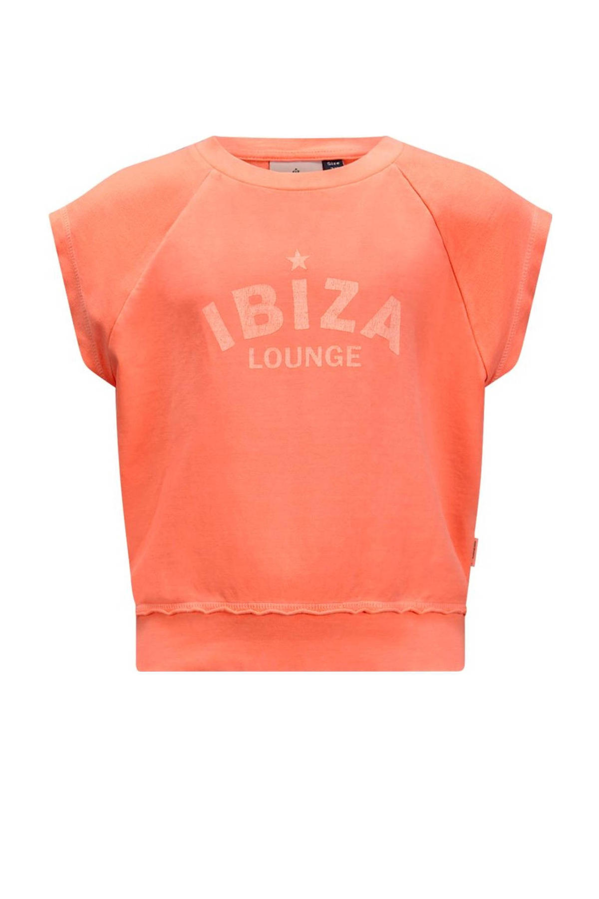 Retour Jeans sweater Sheryll met tekst neon oranje | kleertjes.com