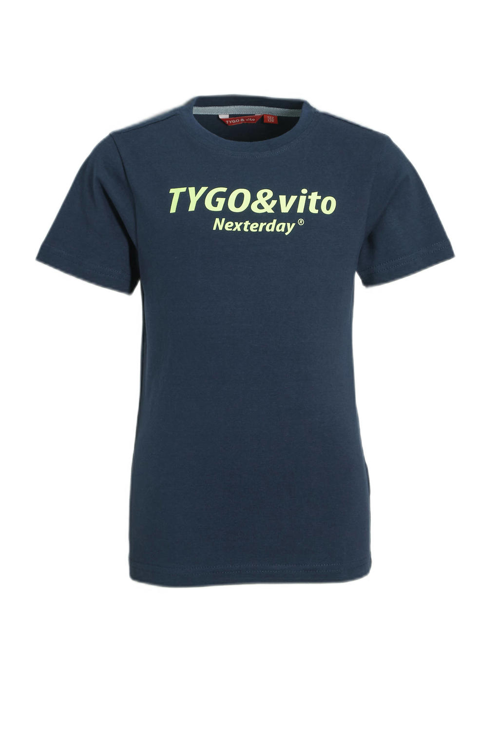 TYGO & vito T-shirt met logo donerkblauw/groen | kleertjes.com