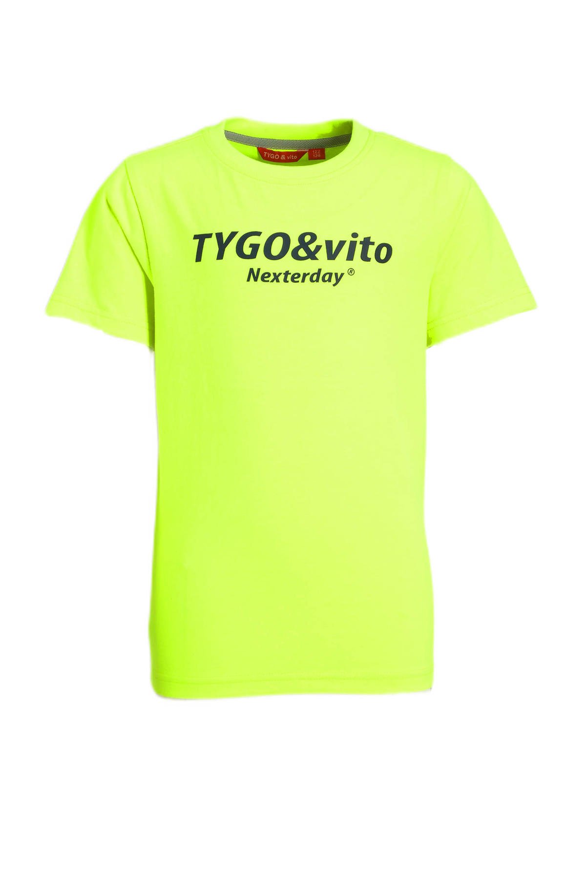 TYGO & vito T-shirt met logo neongeel | kleertjes.com