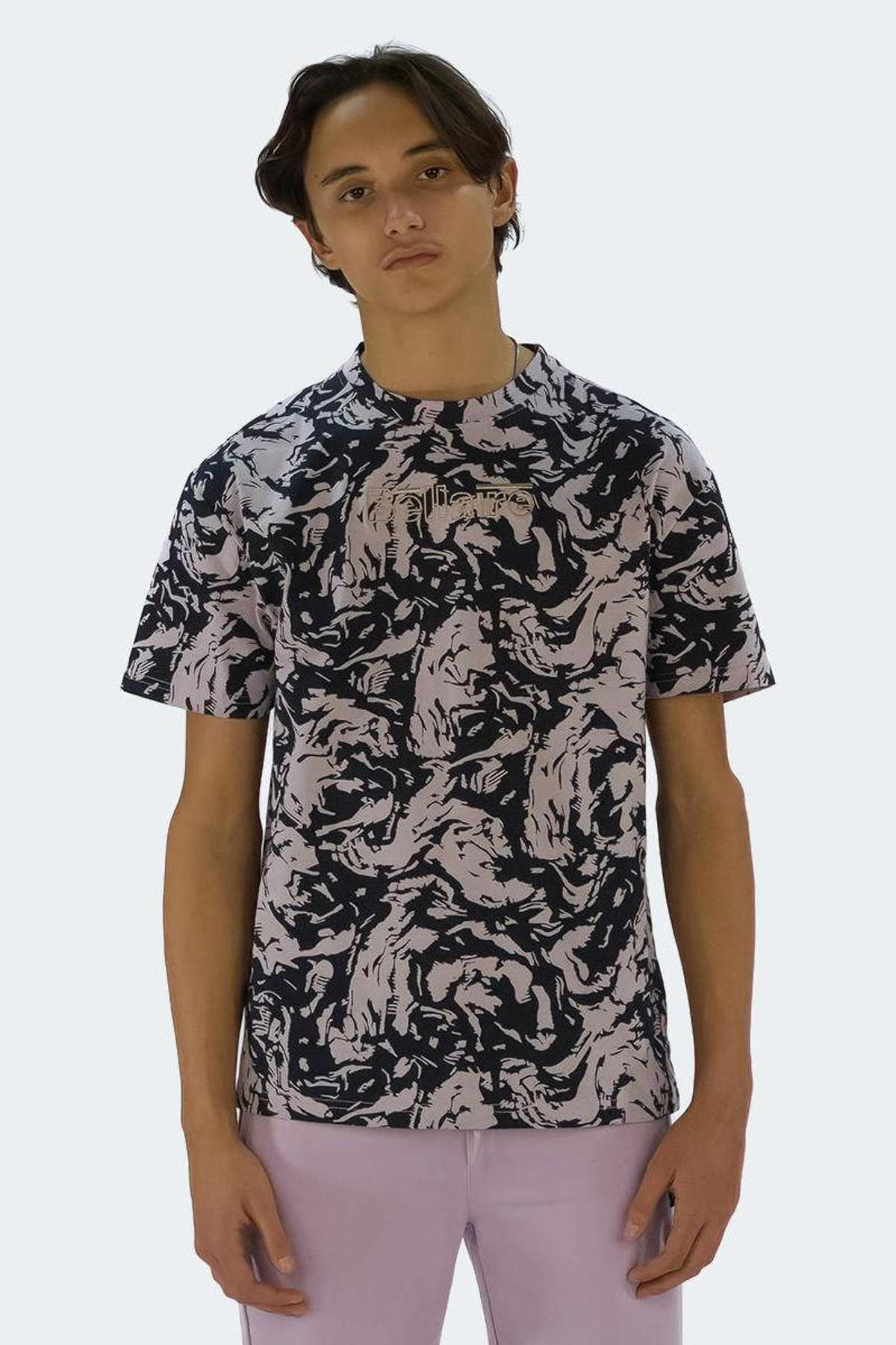 Bellaire T-shirt met all over print zwart/paars | kleertjes.com