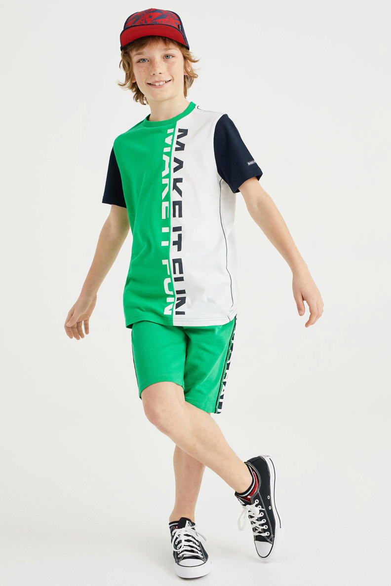 Bad Boys slim fit short met tekst groen | kleertjes.com