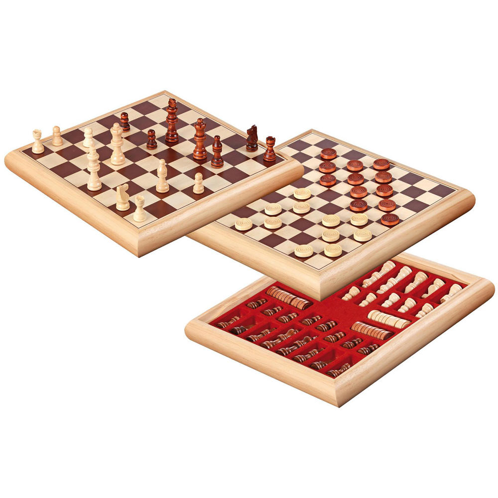 Philos houten schaak-dam set 32x32cm Houten schaak-/damset (32x32 cm ...