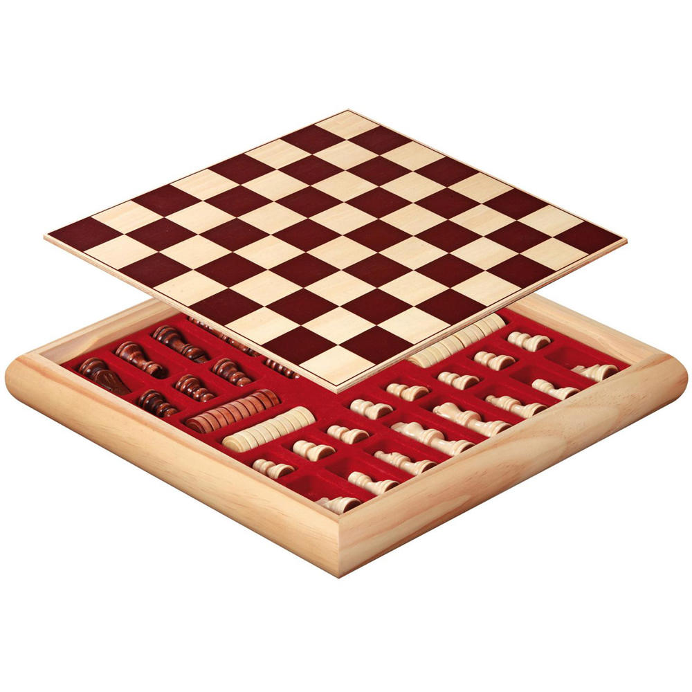 Philos houten schaak-dam set 32x32cm Houten schaak-/damset (32x32 cm ...