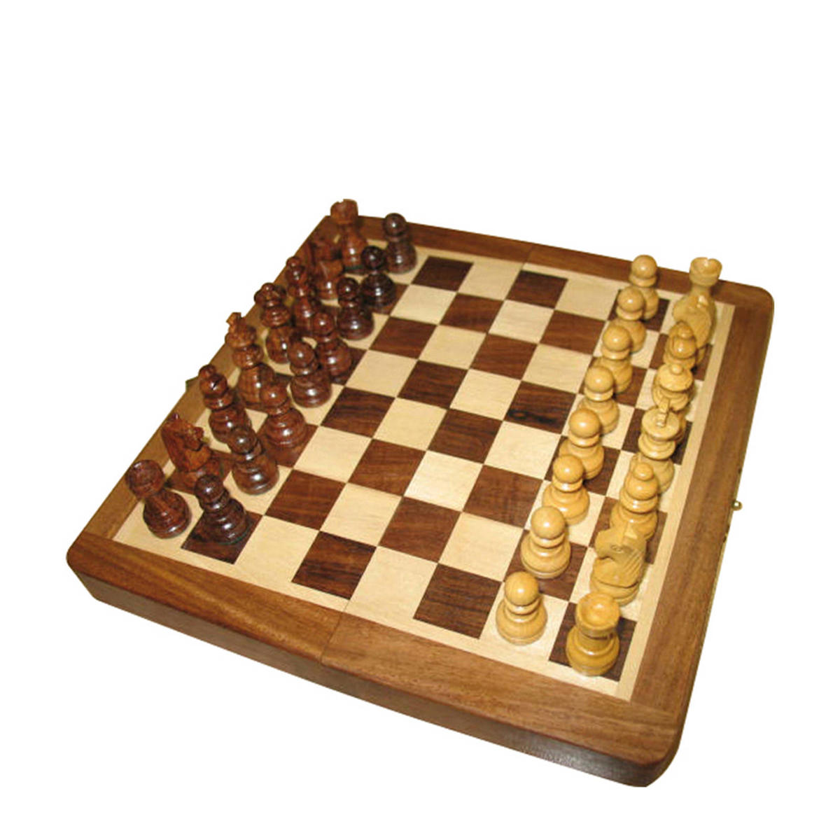 Buffalo Luxe magenetische houten schaakset (9x17 cm) | kleertjes.com
