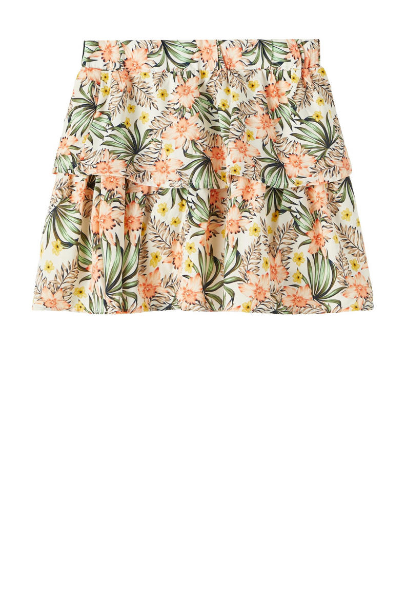 NAME IT KIDS gebloemde rok NKFVINAYA van polyester beige/zalm/groen ...