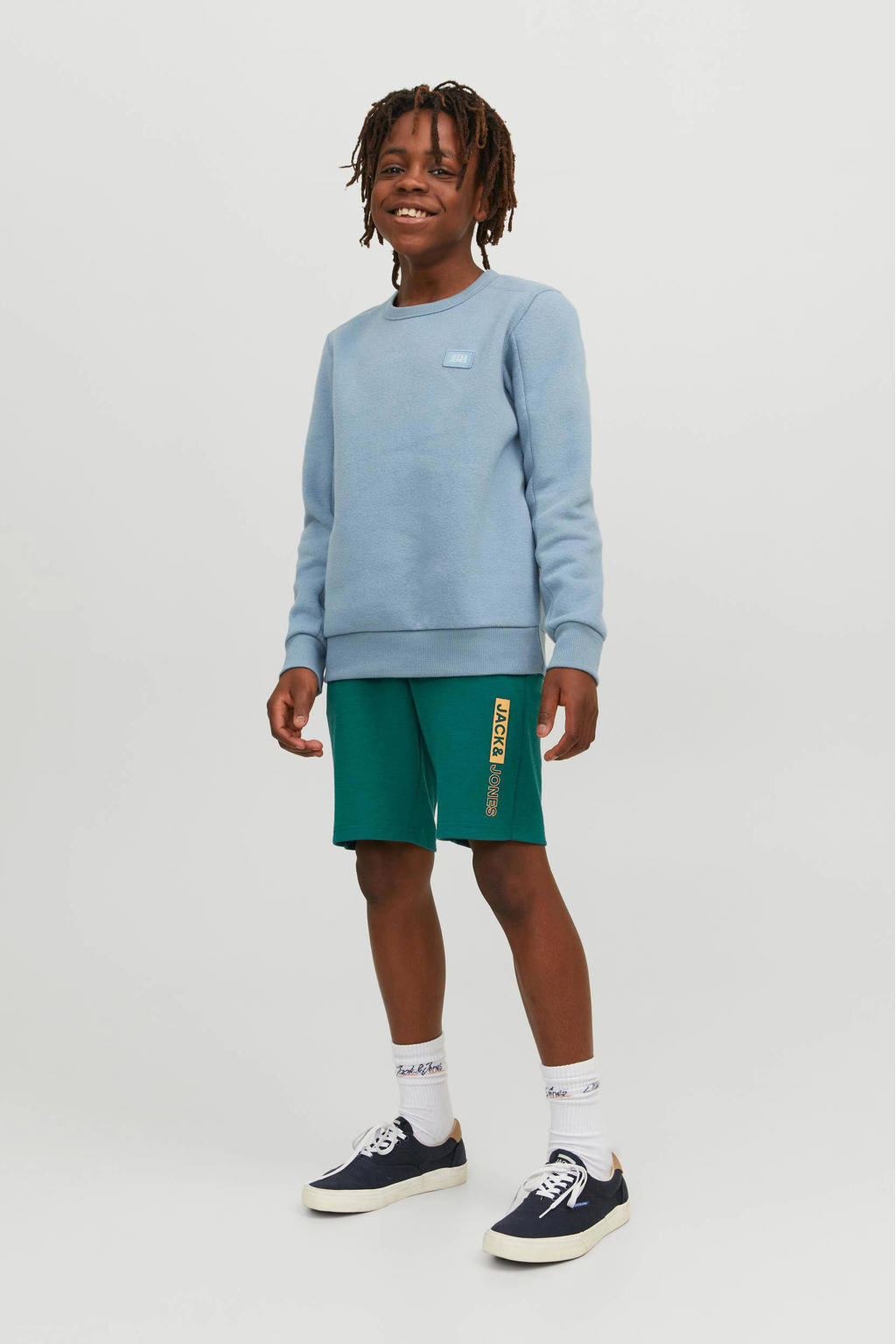 JACK & JONES JUNIOR short JPSTNEO met logo groen | kleertjes.com
