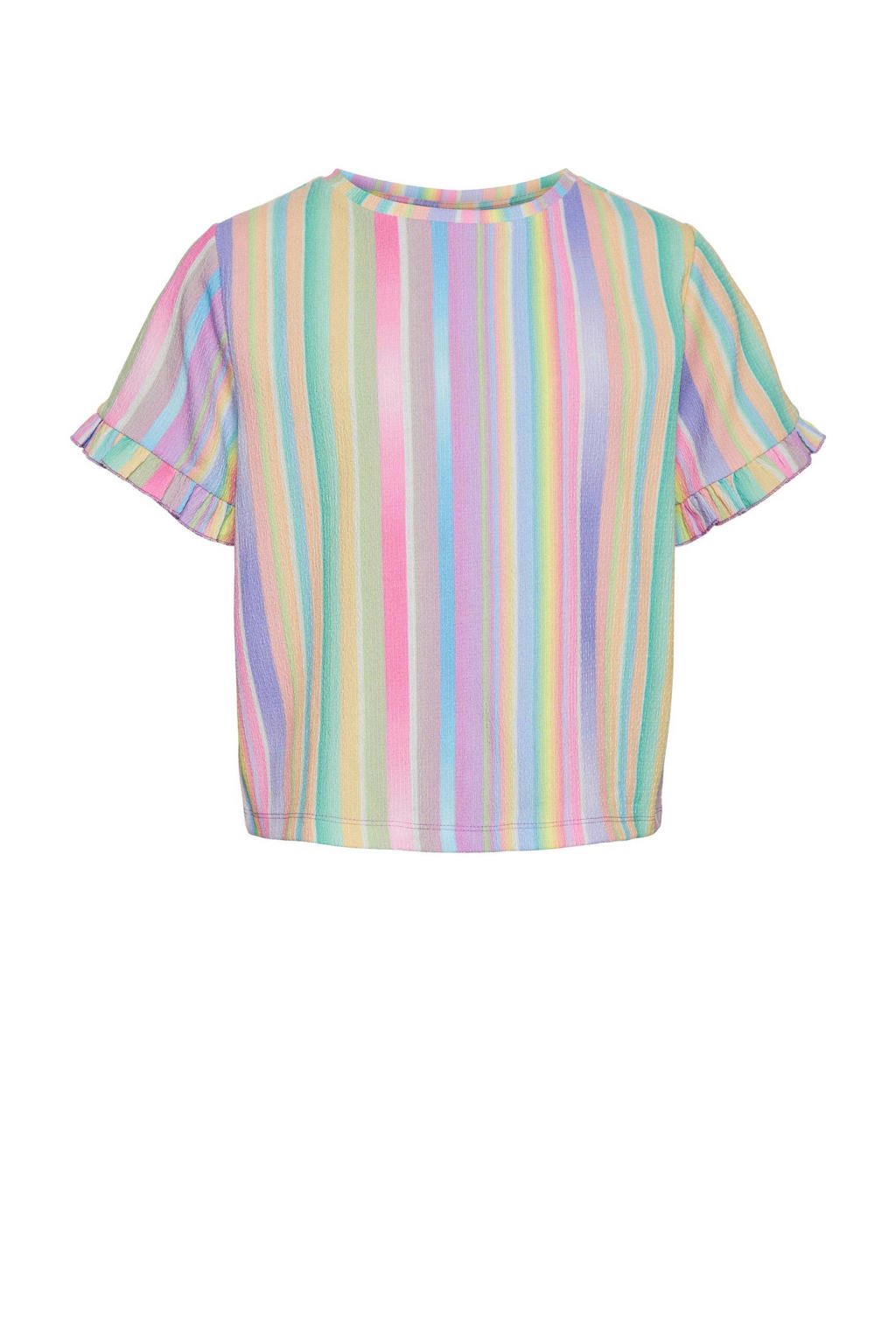 PIECES KIDS gestreepte top PKMARY lila/multicolor | kleertjes.com
