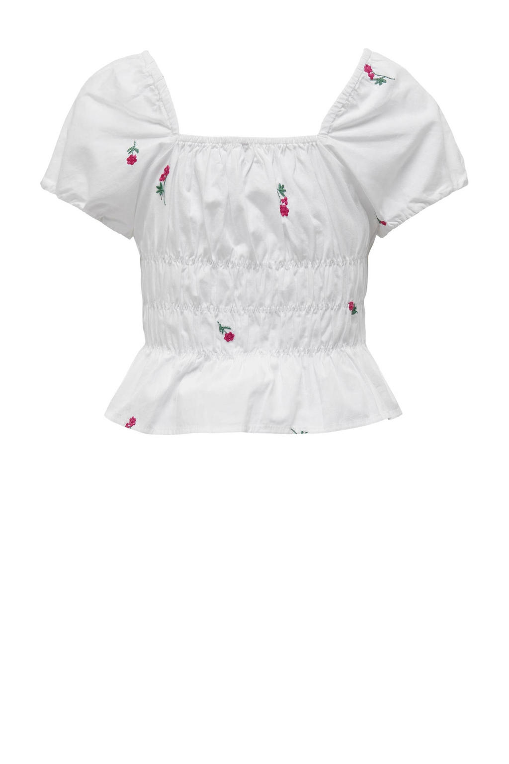 KIDS ONLY GIRL top KOGRAVEN met all over print en borduursels wit/rood ...