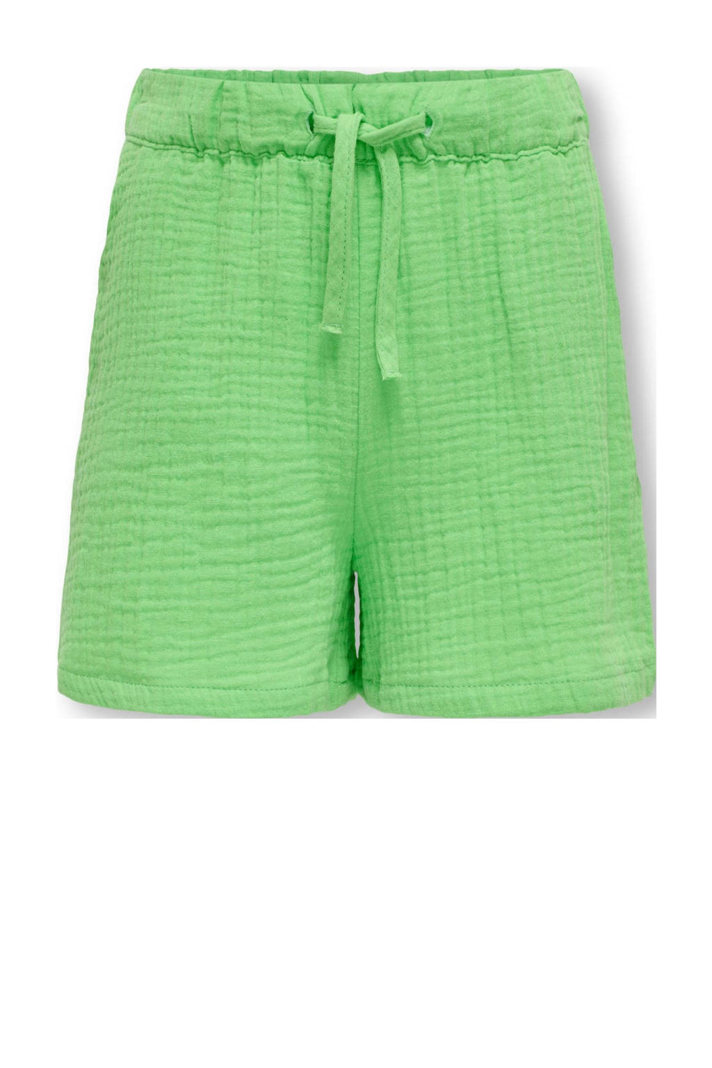 KIDS ONLY GIRL wide leg short KOGTHYRA met textuur felgroen | kleertjes.com