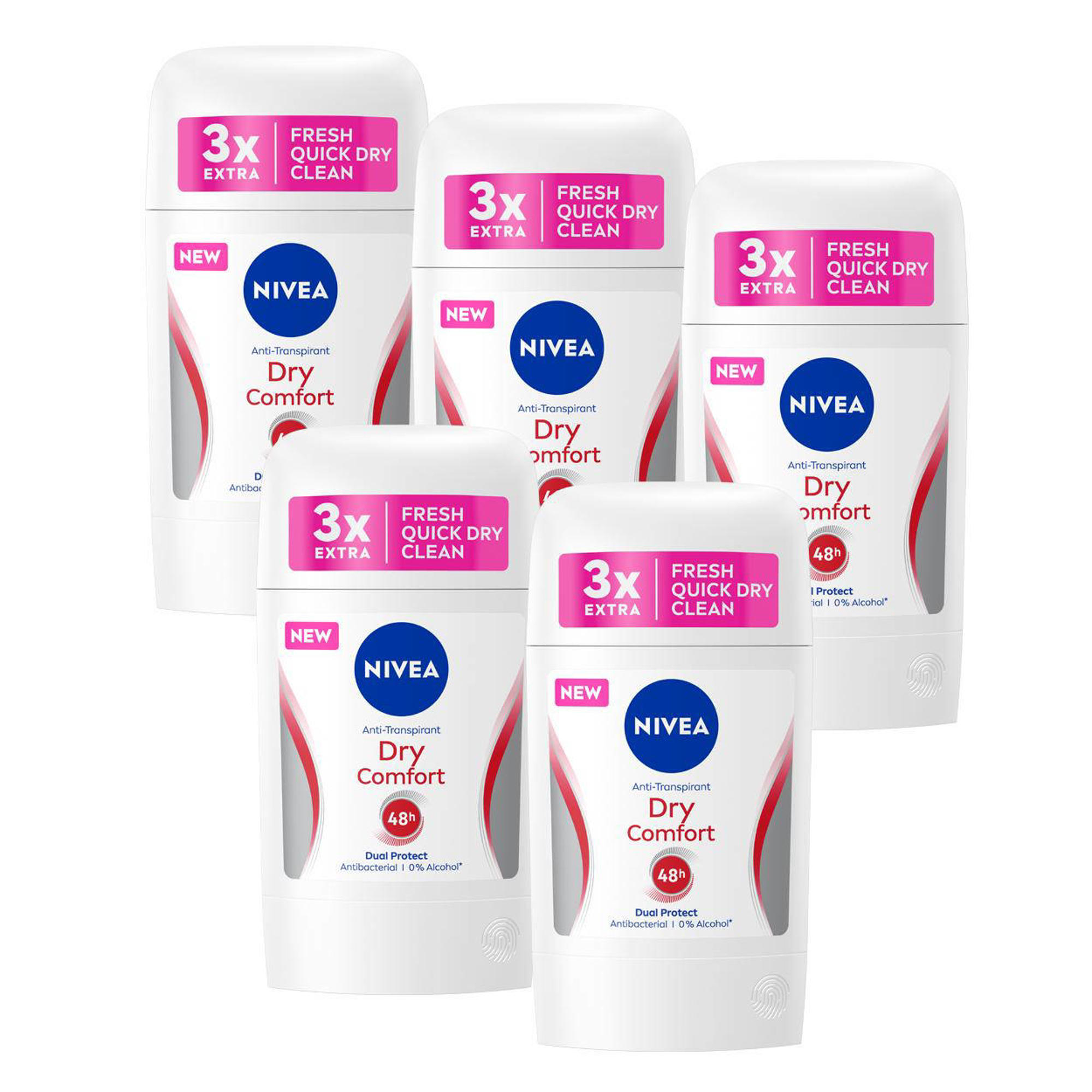 NIVEA Dry Comfort Anti-Perspirant deodorant stick - 5 x 50 ml ...