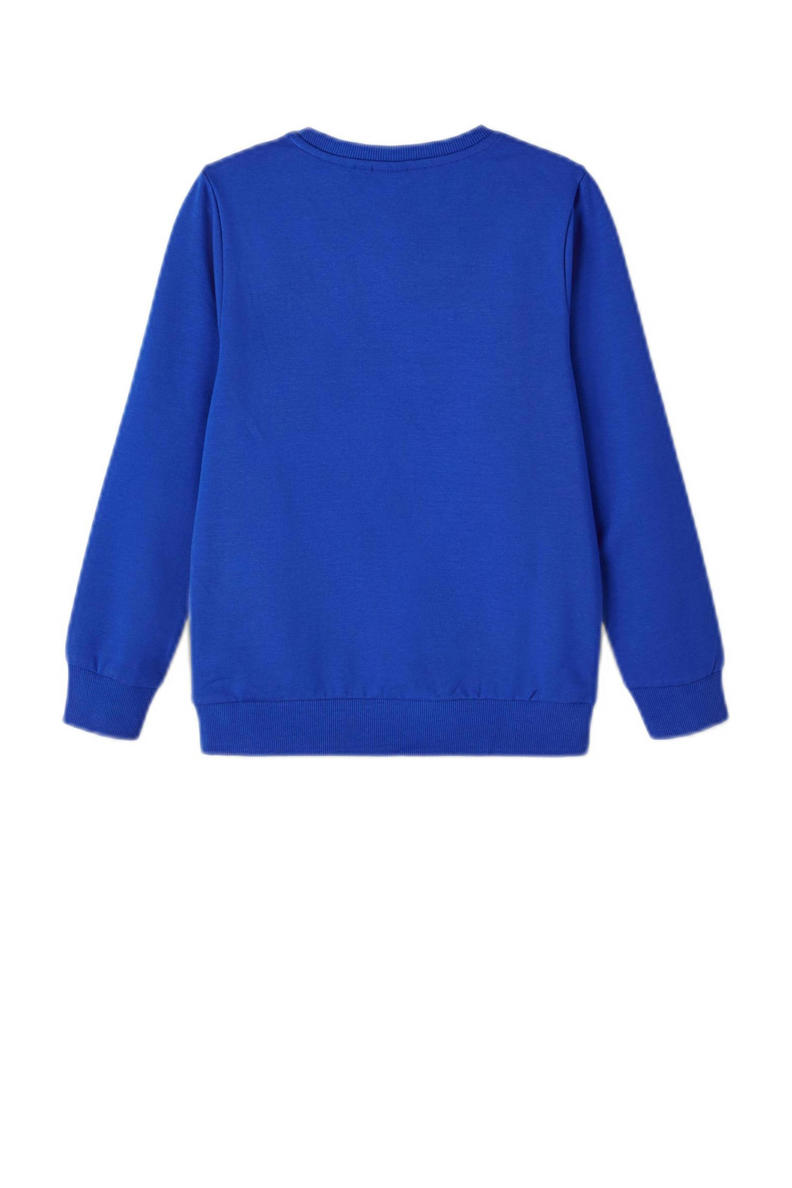 NAME IT KIDS sweater NKMBANDY met printopdruk hardblauw | kleertjes.com