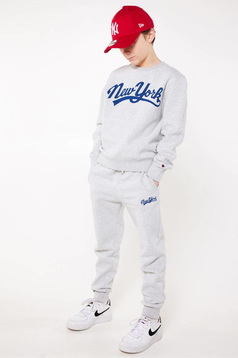 America Today sweater Seth crew Jr met printopdruk grijs melange/blauw ...