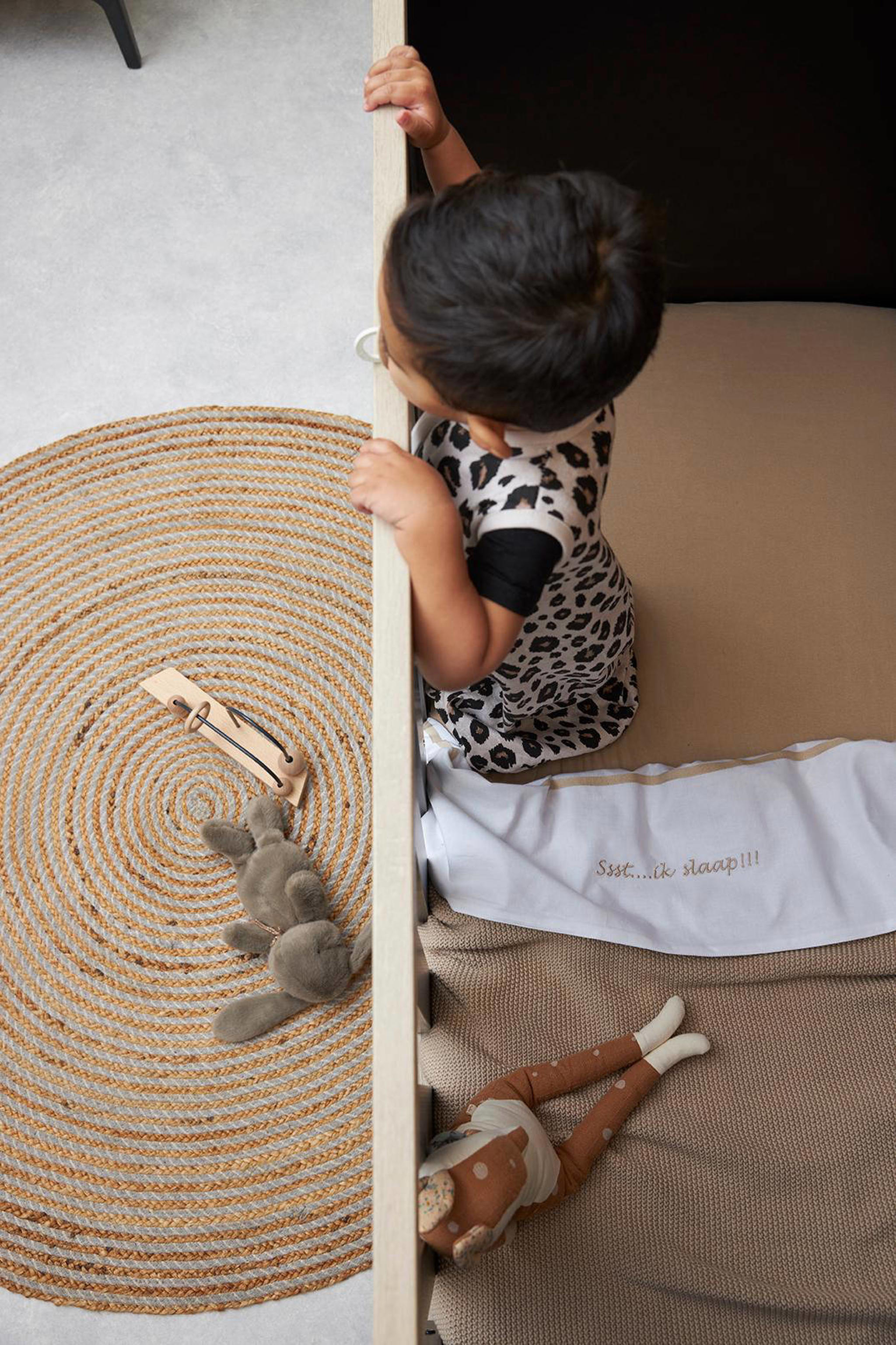 Meyco baby ledikantlaken Ssst...ik slaap!! 100x150 Sand | kleertjes.com