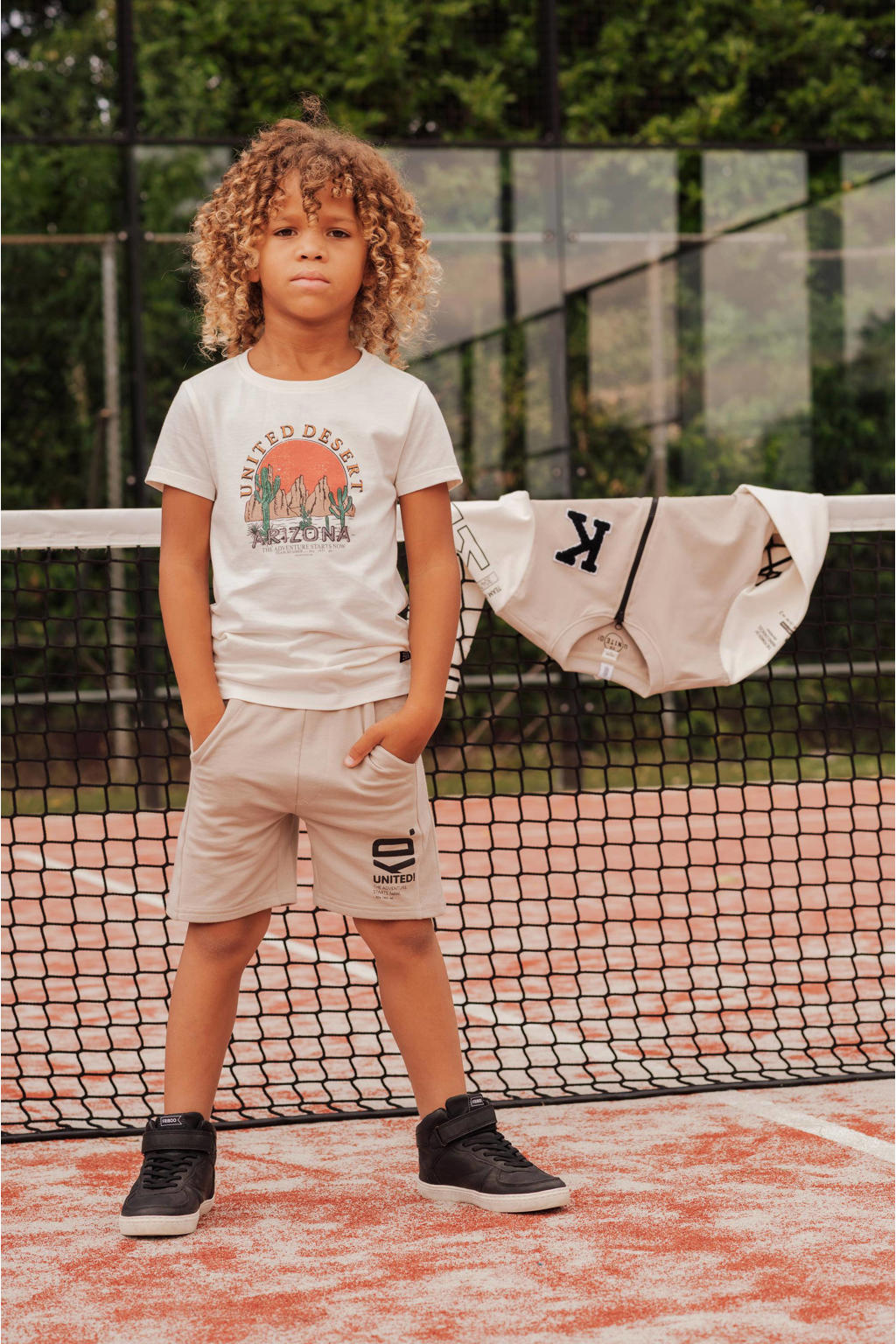 KIDDO regular fit short Dex met printopdruk beige | kleertjes.com