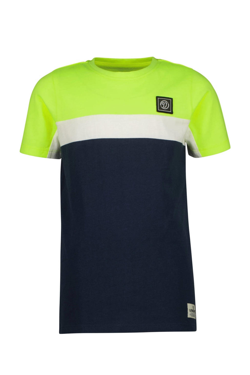 Vingino T-shirt HETTIN donkerblauw/limegroen/wit | kleertjes.com