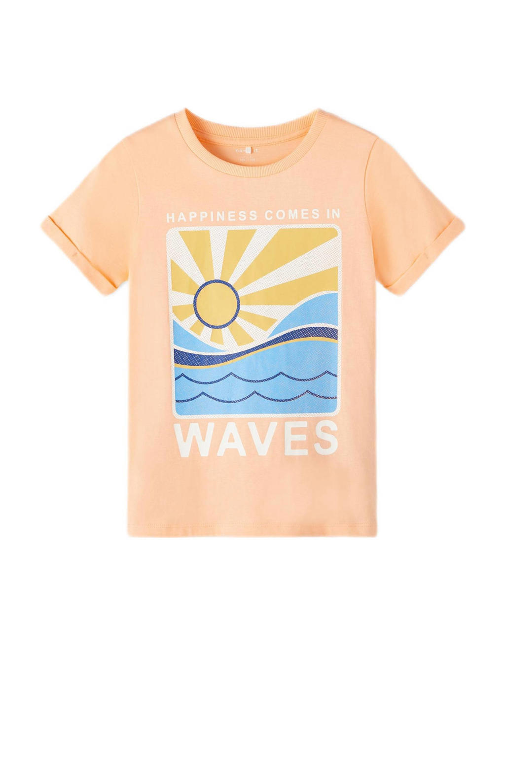 NAME IT KIDS T-shirt NKMFINGUS met printopdruk zalm | kleertjes.com