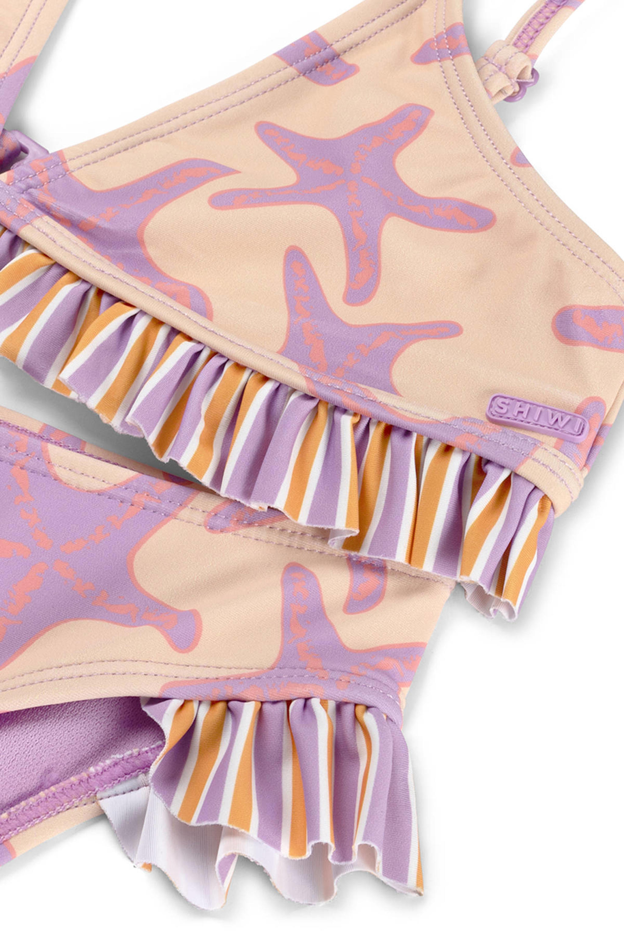 Shiwi triangel bikini Rosie met ruches beige/roze | kleertjes.com
