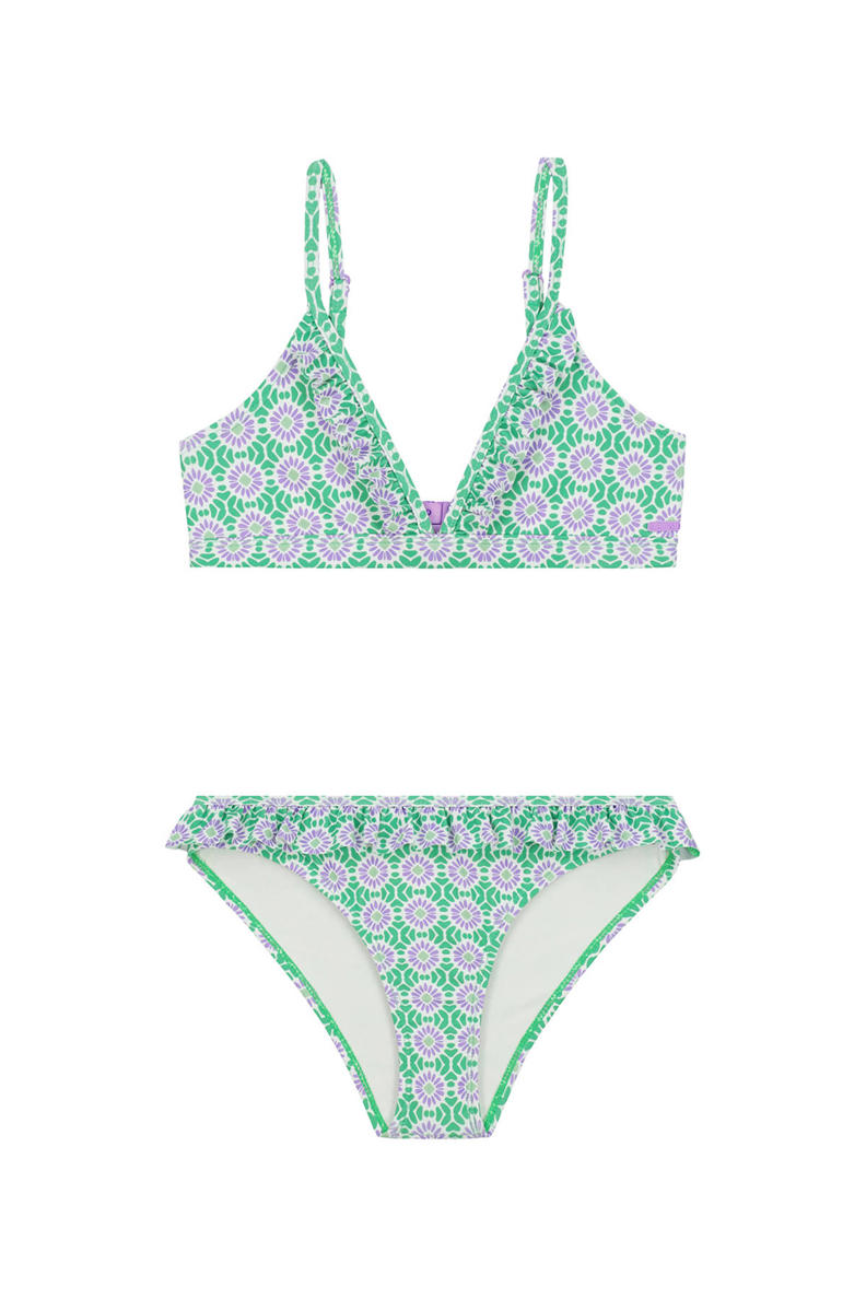 Shiwi triangel bikini Blake met ruches groen/paars | kleertjes.com