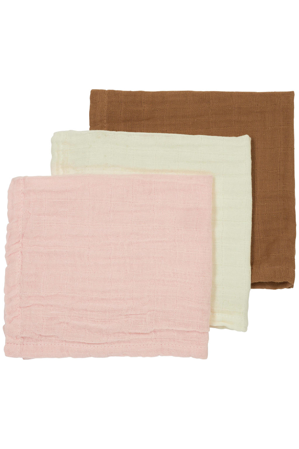 Meyco hydrofiele monddoekjes - set van 3 Offwhite/Soft Pink/Toffee ...