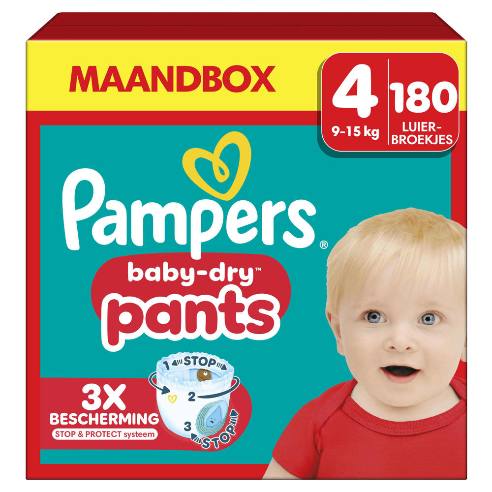 Pampers Baby-Dry Pants Maat 4 maandbox - 180 luierbroekjes - 9kg-15kg | kleertjes.com