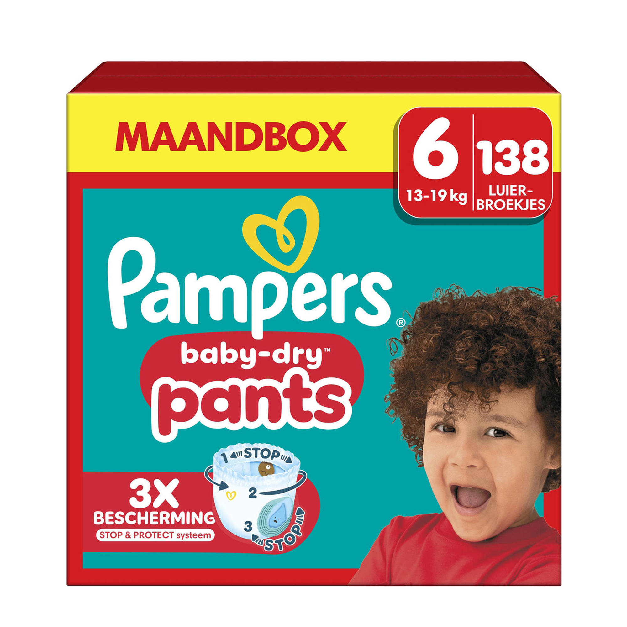 Pampers Baby-Dry Pants Maat 6 maandbox - 138 luierbroekjes - 14kg-19kg | kleertjes.com