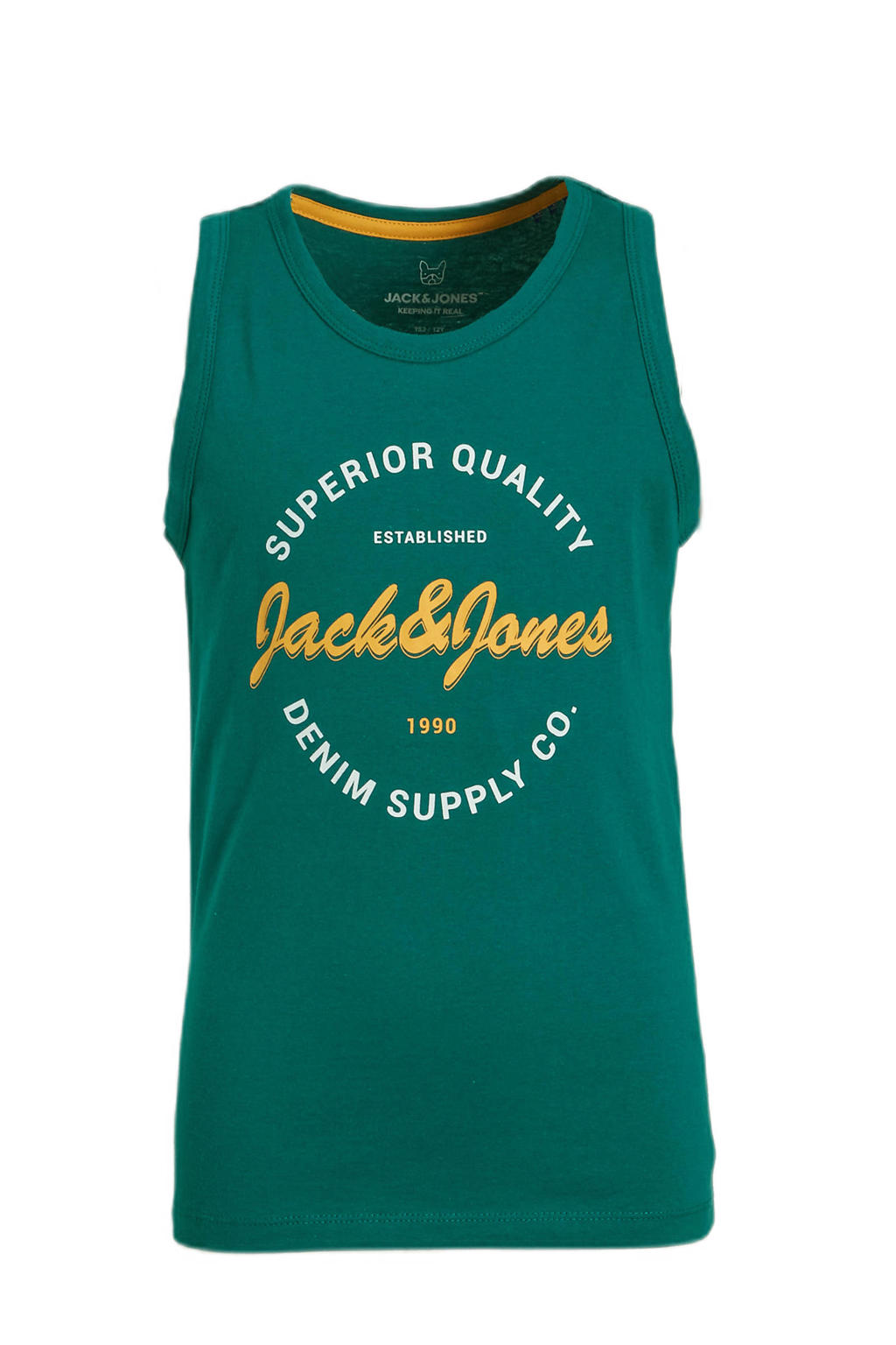 JACK & JONES JUNIOR T-shirt JJANDY met logo donkergroen/geel ...