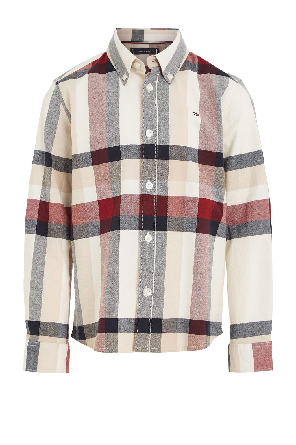 Tommy Hilfiger geruit overhemd GLOBAL ecru/rood/groen | kleertjes.com