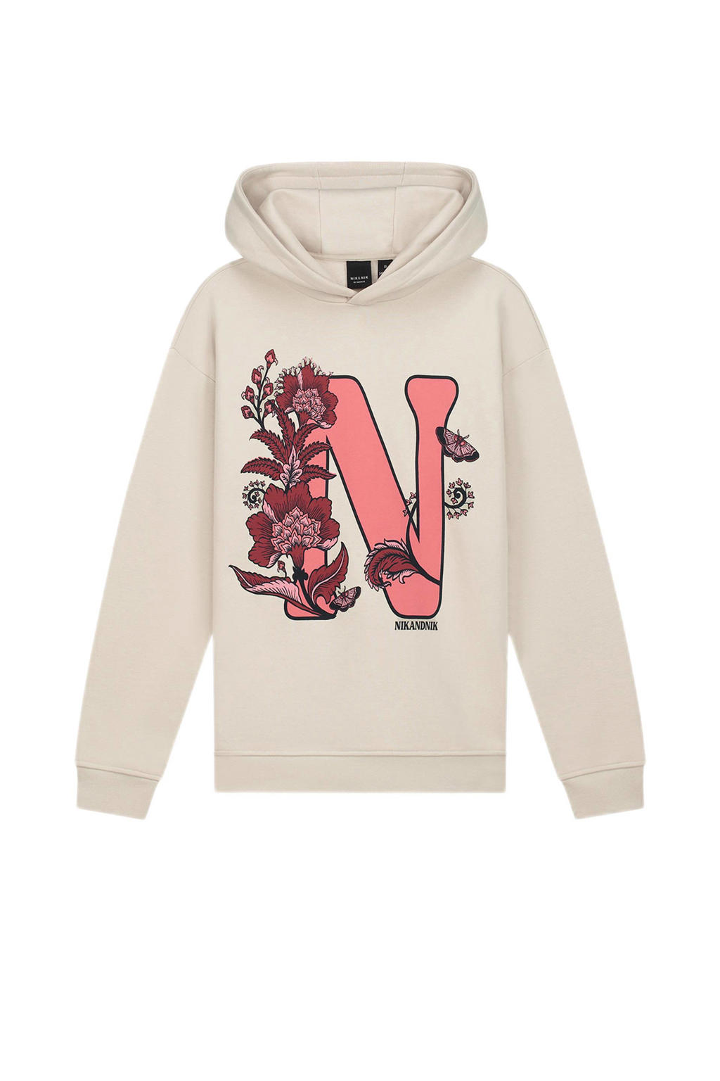 NIK&NIK hoodie Floral met katoen beige | kleertjes.com
