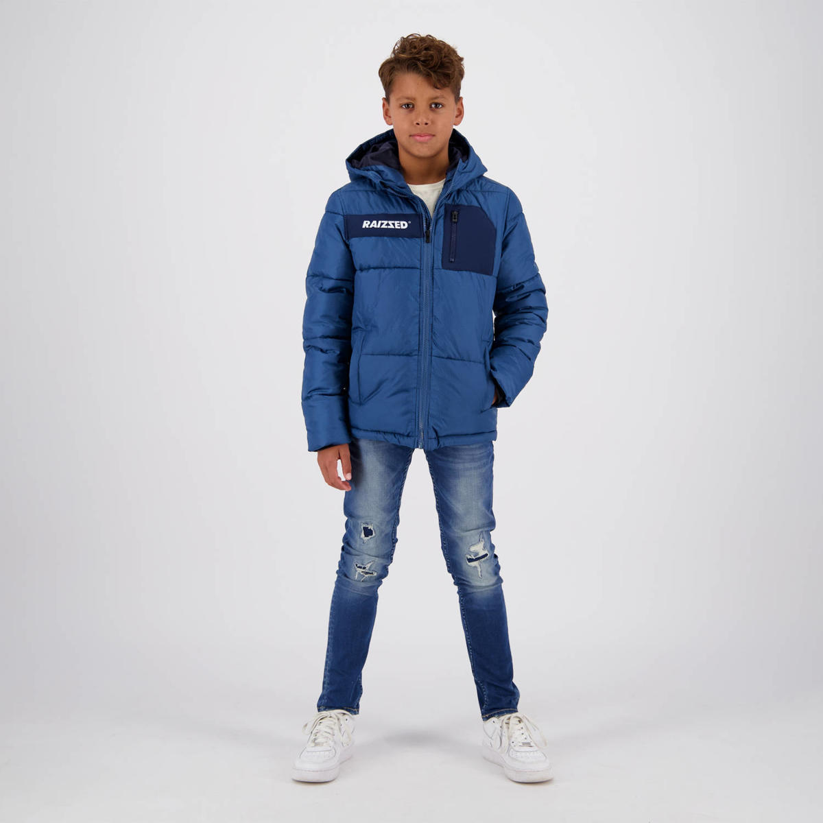Raizzed gewatteerde winterjas Tuvalu met logo diepblauw | kleertjes.com