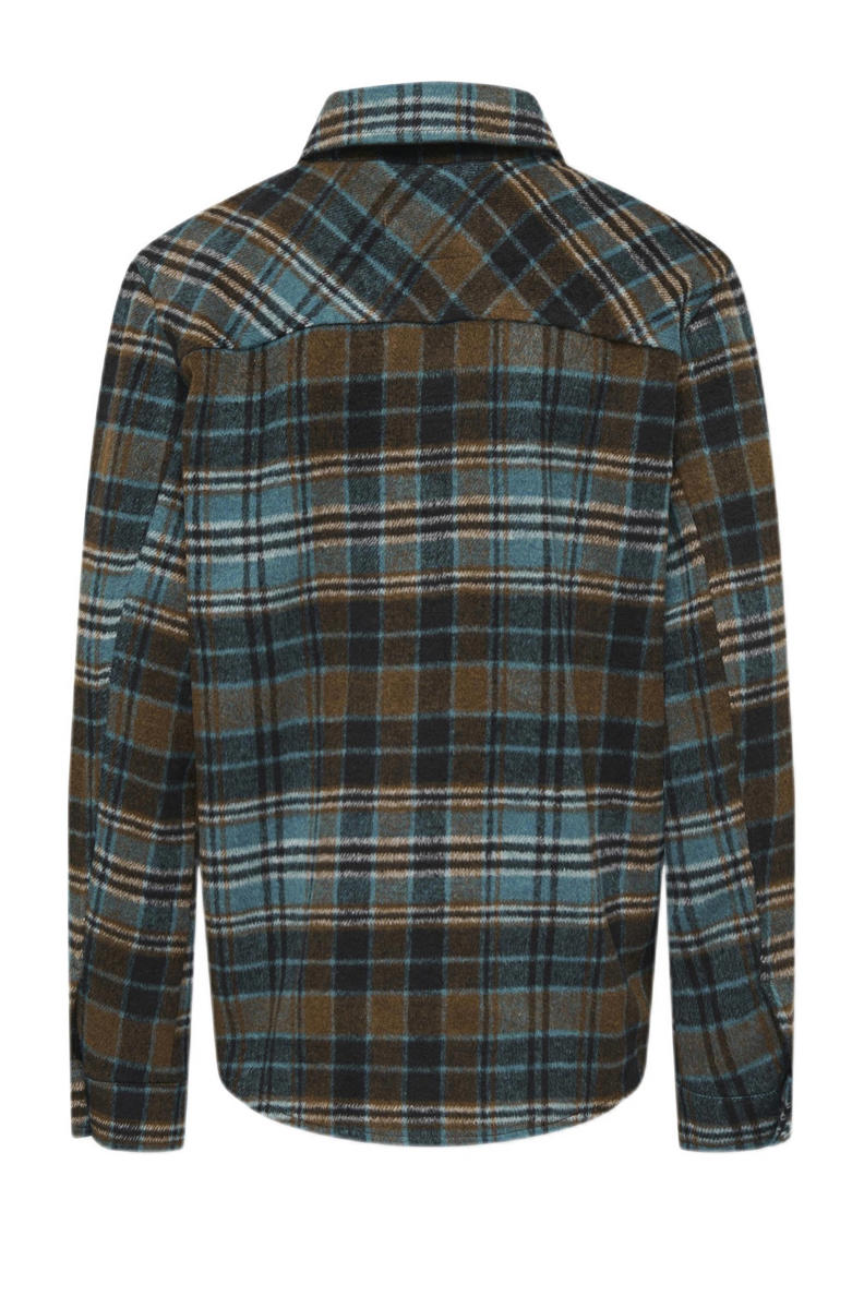 KIDS ONLY BOY geruite shacket winterjas KOBNEWNIALL donkerblauw/bruin ...