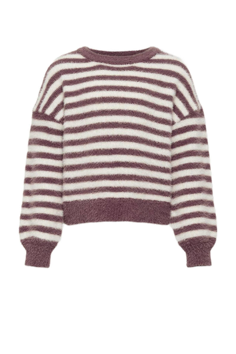 KIDS ONLY GIRL gestreepte trui KOGNEWPIUMO roest/wit | kleertjes.com