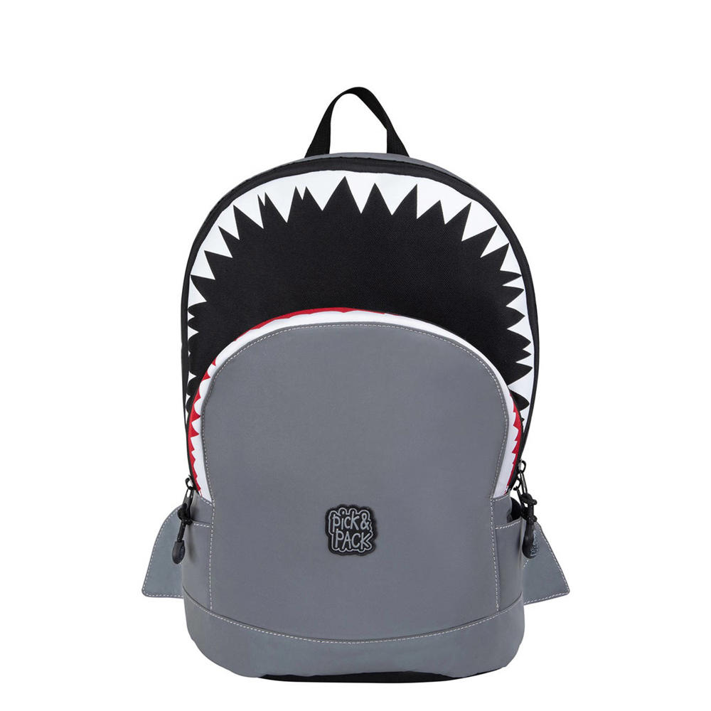 Pick & Pack rugzak Shark Shape M grijs | kleertjes.com