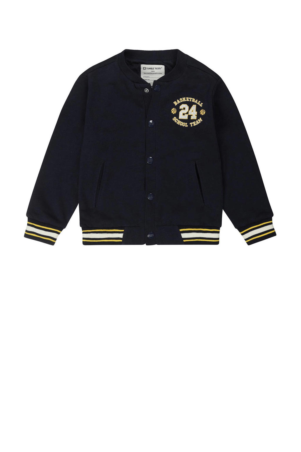 Tumble 'n Dry Mid sweatvest Baller met backprint donkerblauw/geel ...