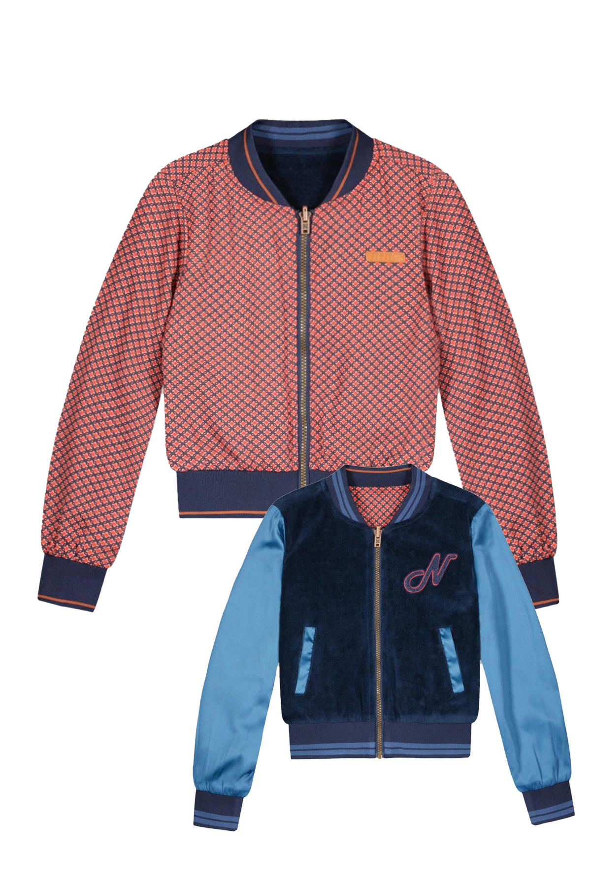 NONO reversible jasje Donna van polyester rood/blauw | kleertjes.com