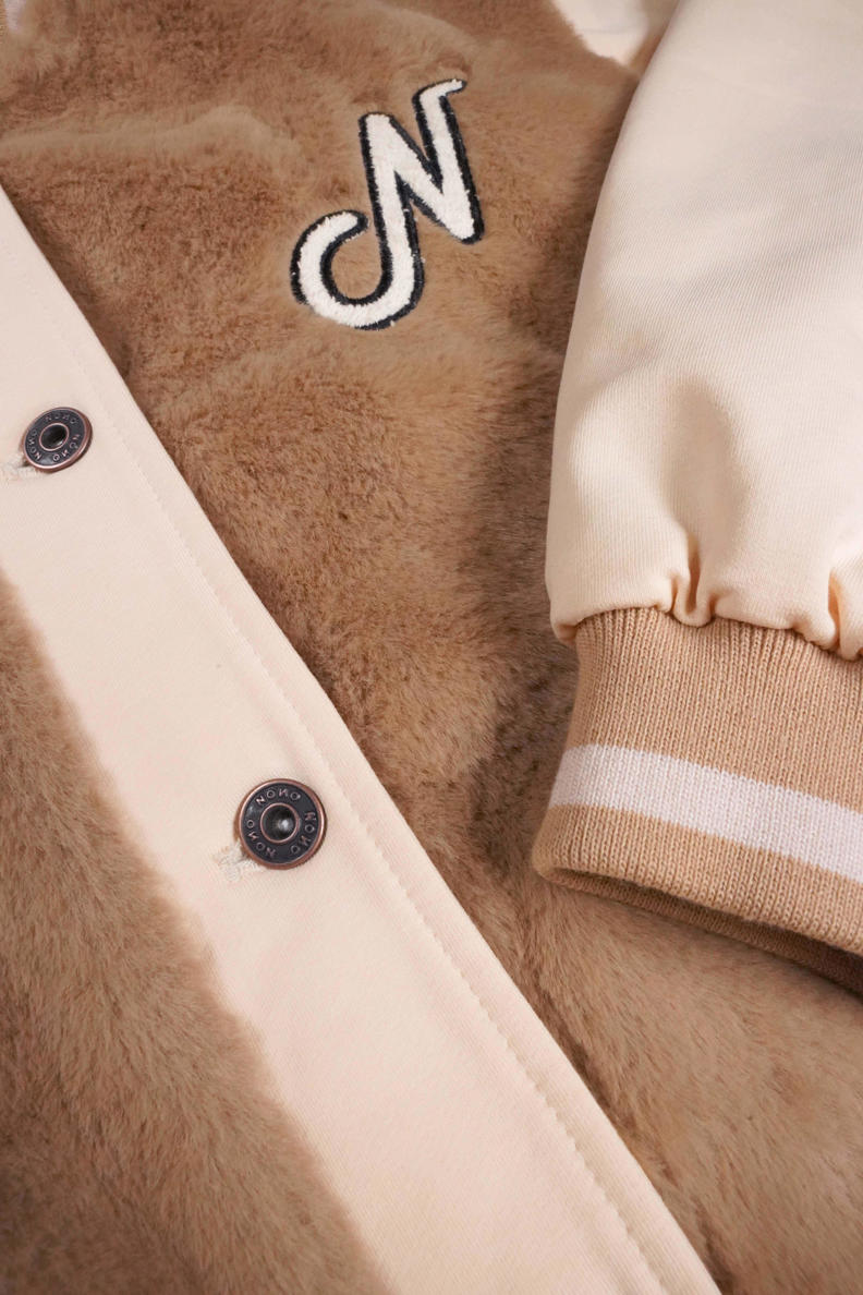 NONO teddy baseball jasje Arsy zand/ecru | kleertjes.com
