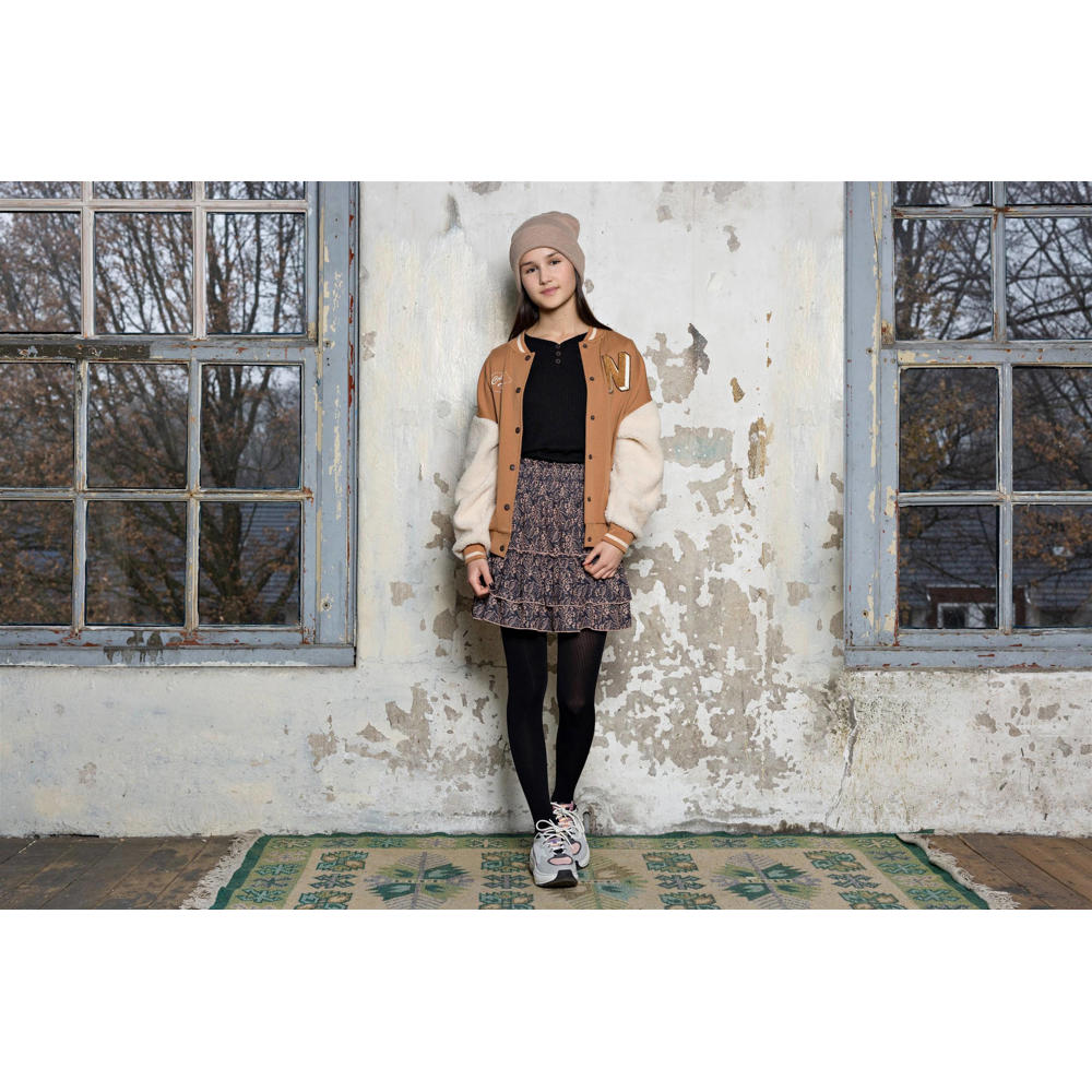 NoBell’ baseball jacket Barsy met 3D applicatie kaneelbruin/offwhite ...