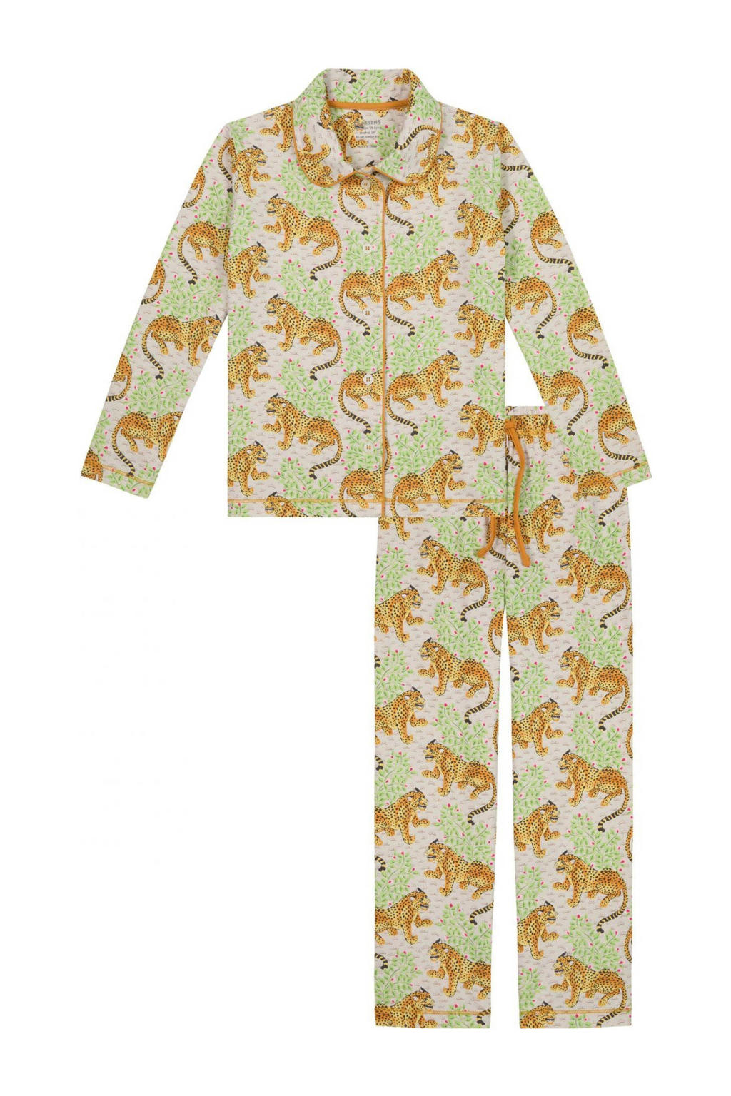 Claesen's pyjama Leopard bruin/lichtgroen | kleertjes.com