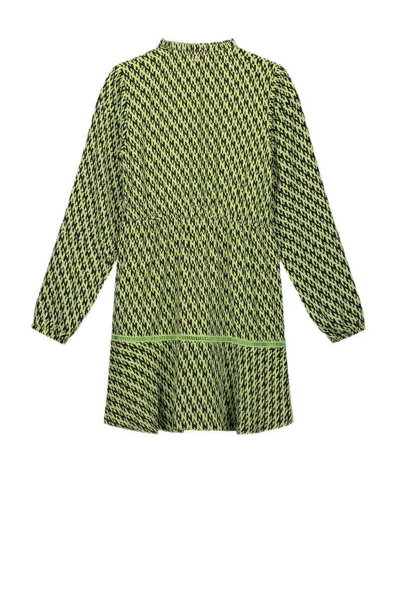 NIK&NIK A-lijn jurk van polyester groen/zwart | kleertjes.com