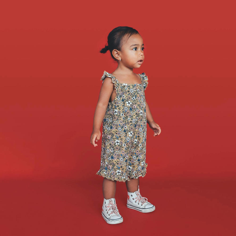 Your Wishes jumpsuit Kiki met bladprint bruin/wit/roze/blauw ...