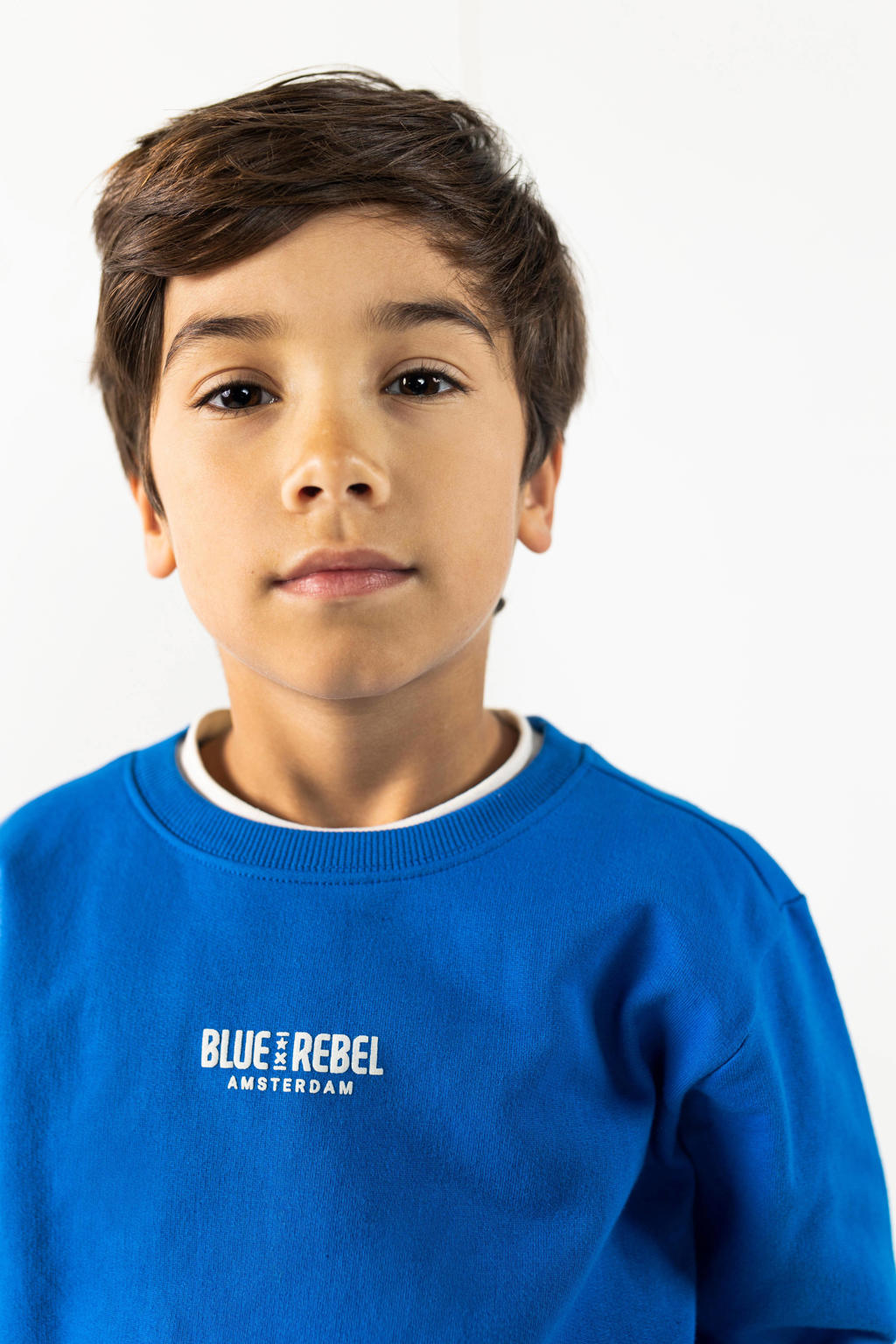 Blue Rebel sweater Harris met tekst hardblauw | kleertjes.com