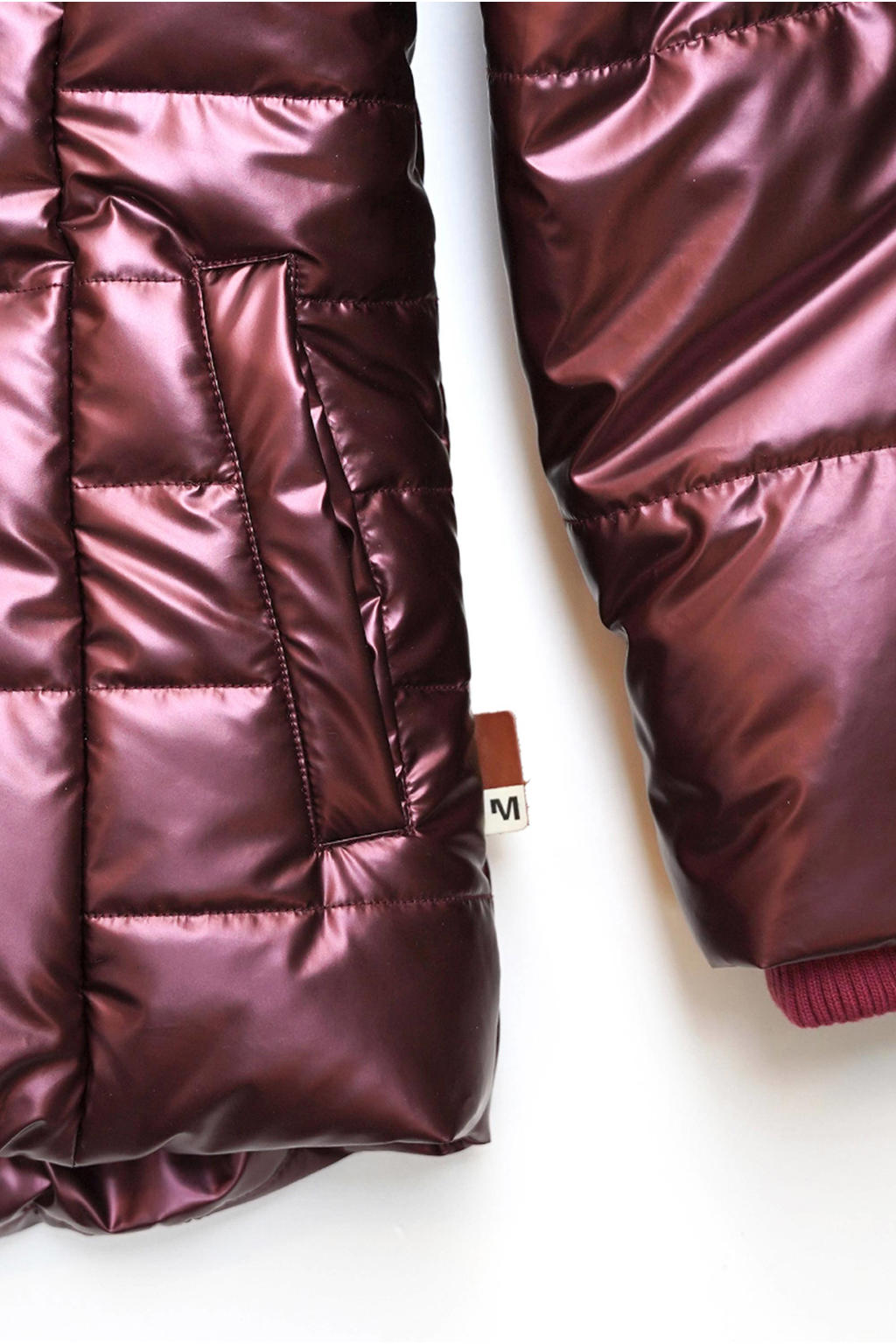 Moodstreet gewatteerde winterjas metallic aubergine | kleertjes.com