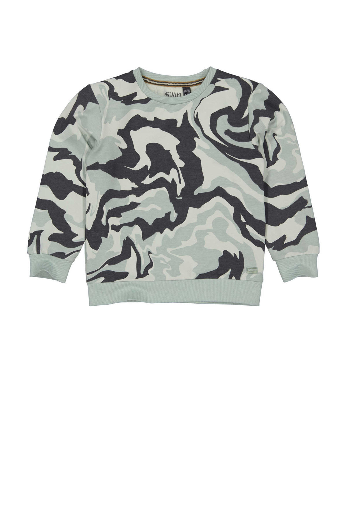 Quapi sweater ALEJO met grafische print grijs/antraciet | kleertjes.com