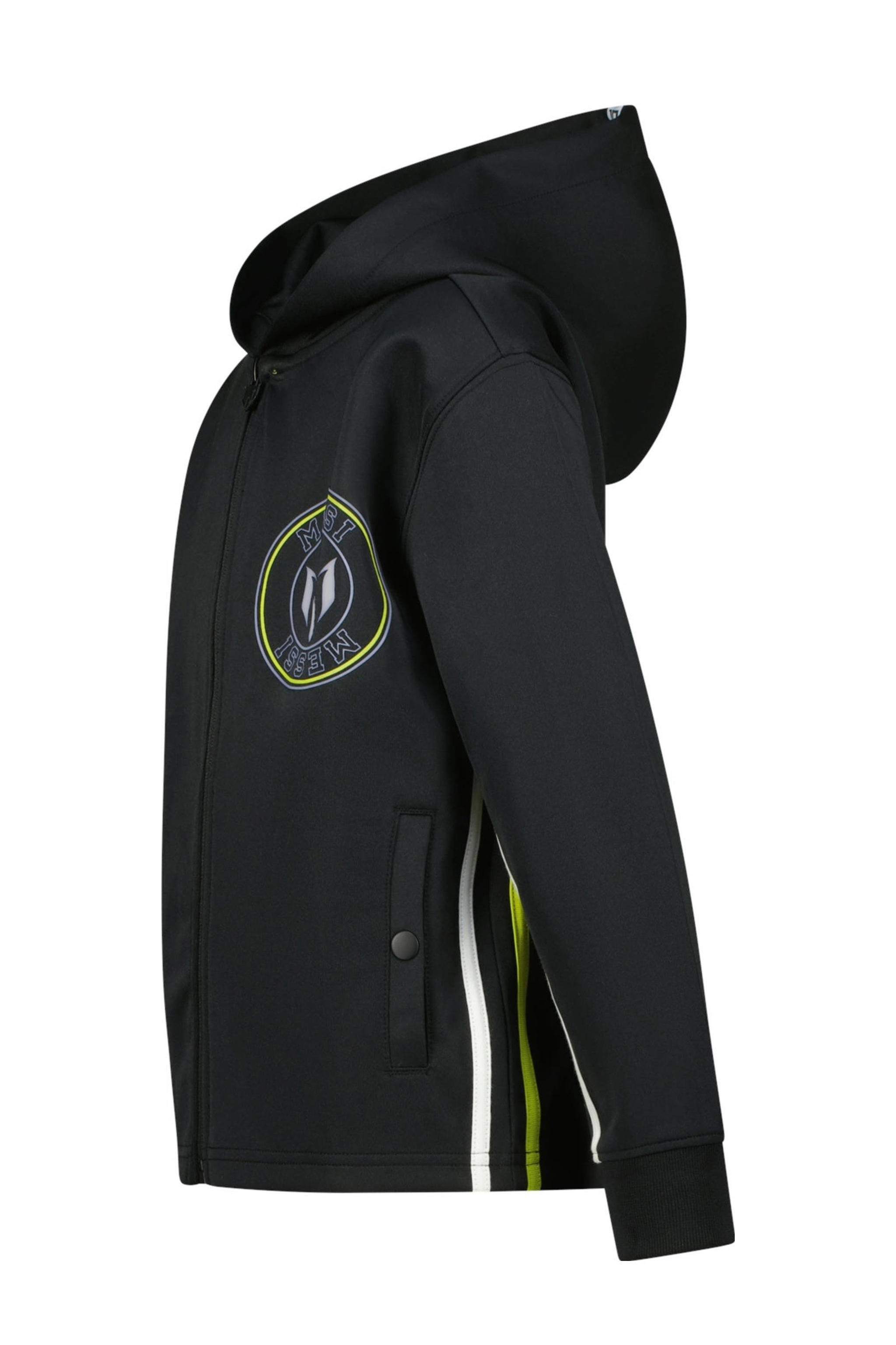 Vingino x Messi sweatvest Oniqs met logo zwart/geel | kleertjes.com