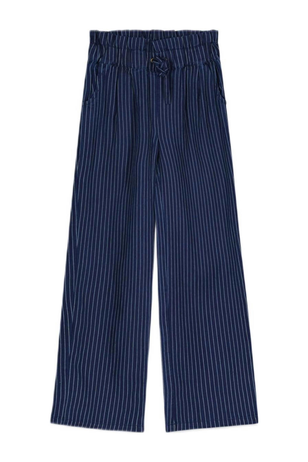 Street called Madison gestreepte straight fit broek THELMA donkerblauw ...