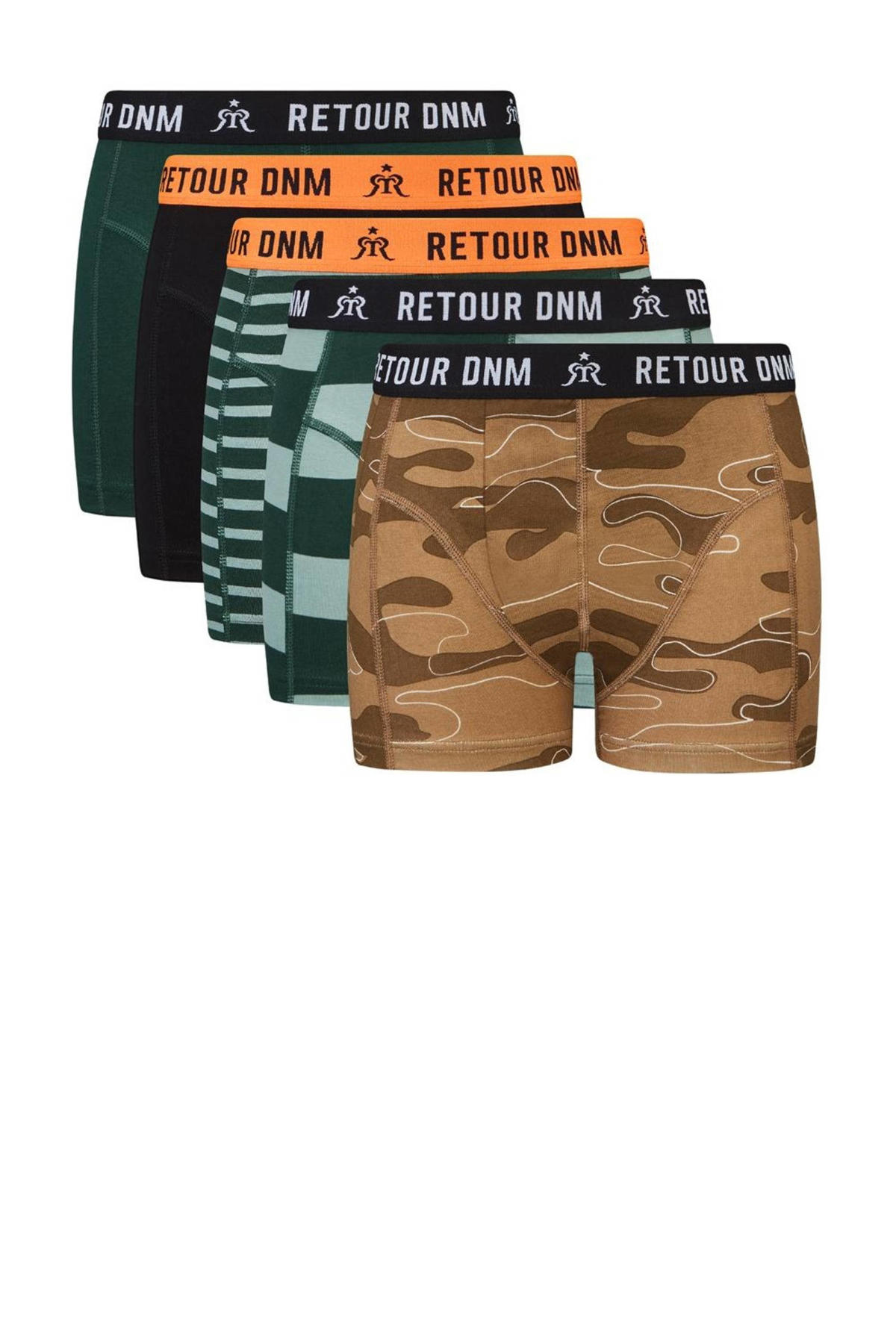 Retour Jeans boxershort Ralf - set van 5 donkergroen/multicolor ...