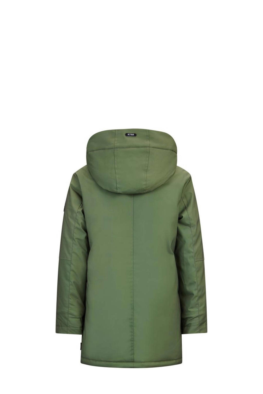 Retour Jeans gewatteerde winterjas Silke kakigroen | kleertjes.com