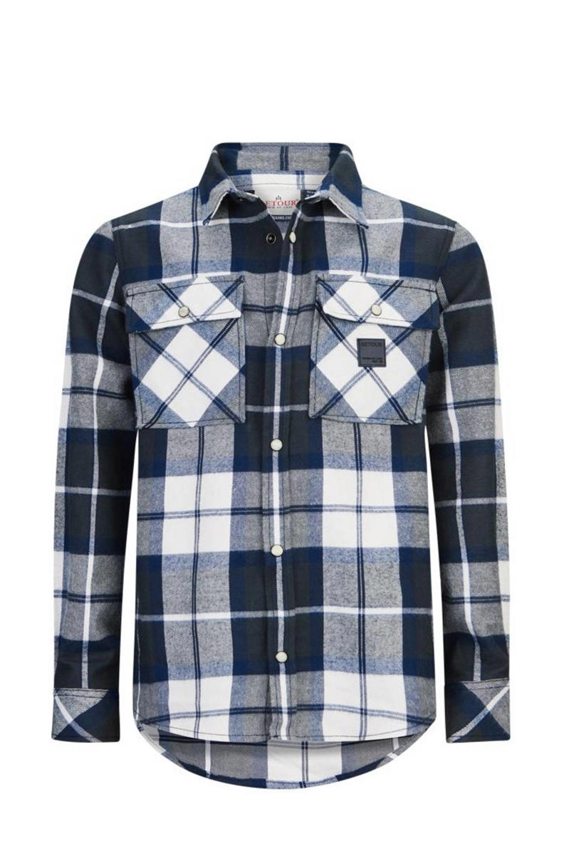 Retour Jeans geruit overhemd Marino donkerblauw/ecru | kleertjes.com