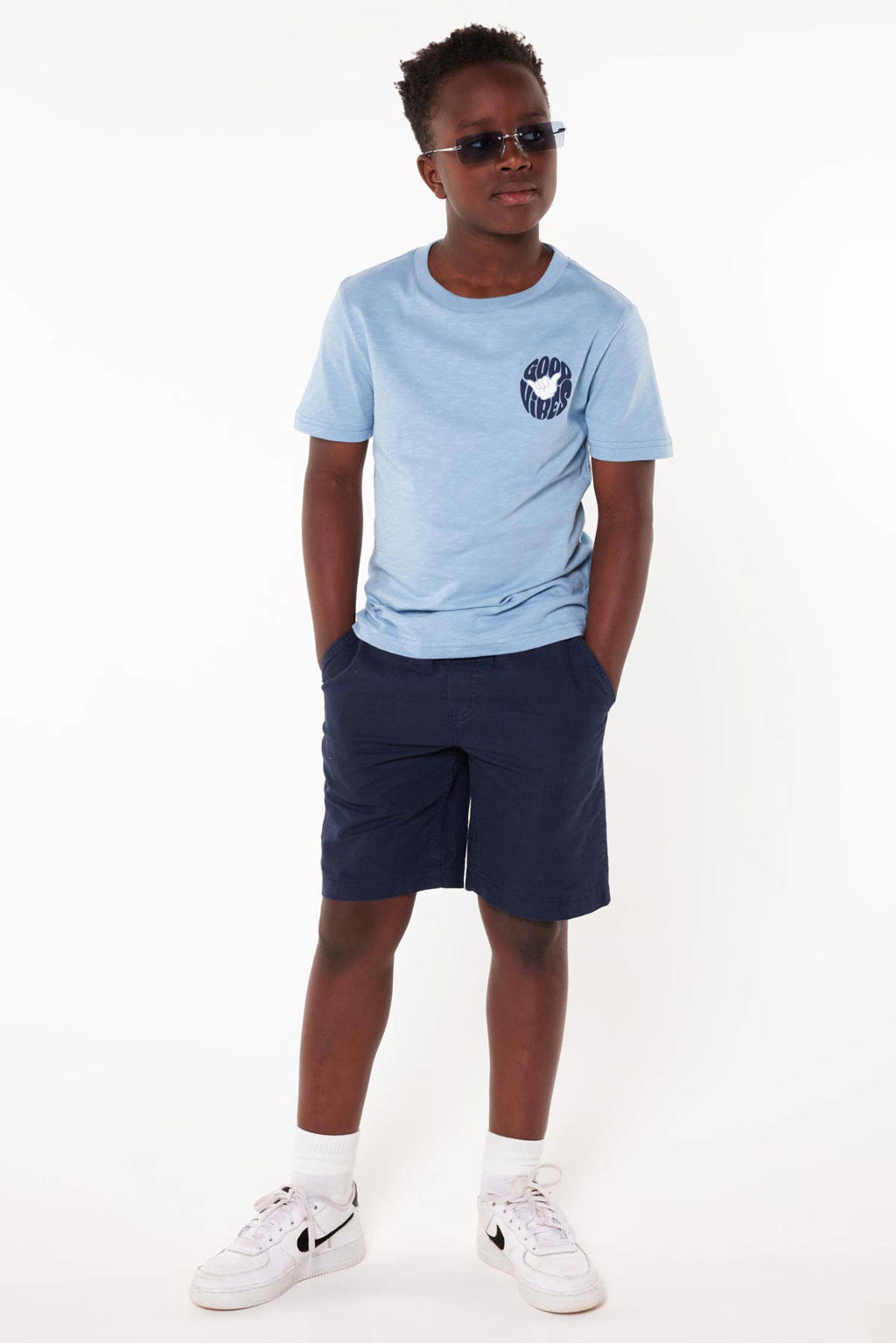 America Today T-shirt Elliot JR met printopdruk lichtblauw | kleertjes.com