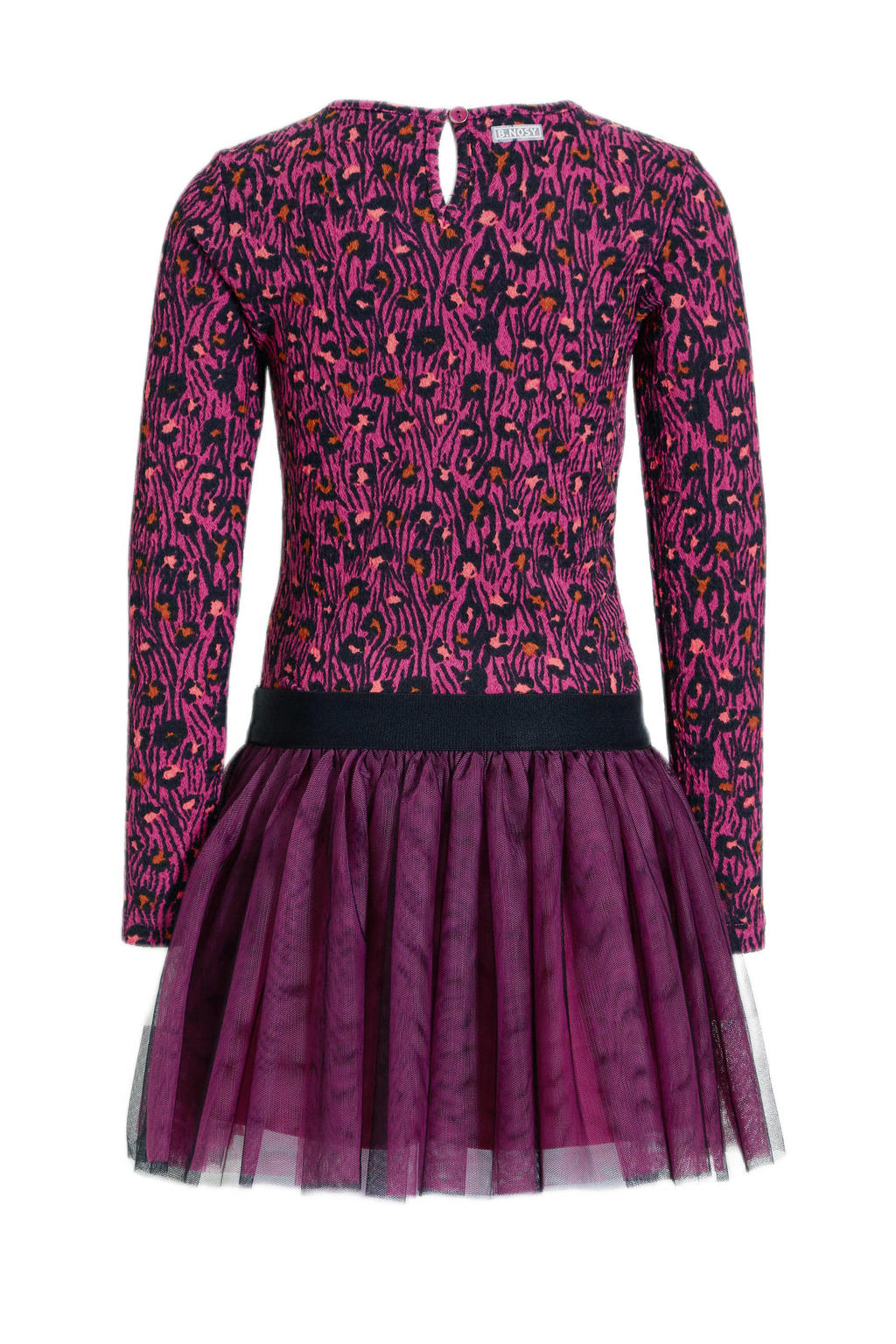 B.Nosy jurk met all over print fuchsia/zwart | kleertjes.com